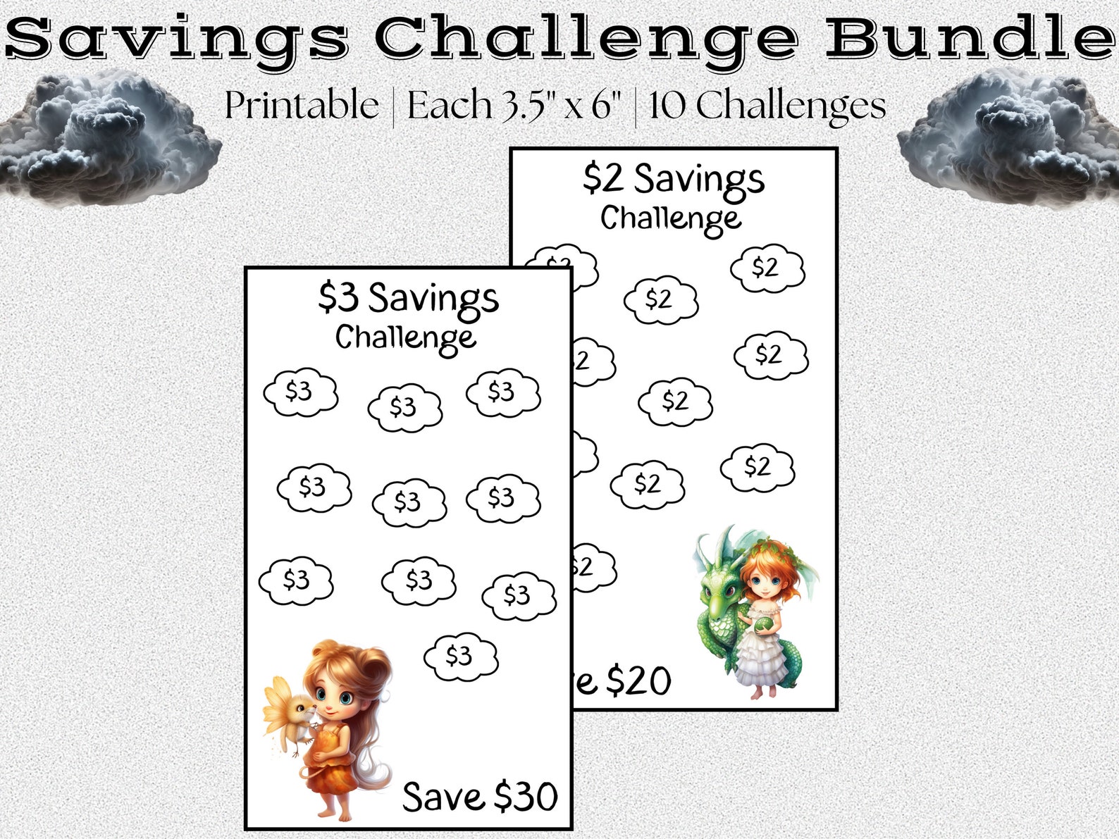 Cute Fairy Printable Savings Challenge for Kids, Monthly Savings ...