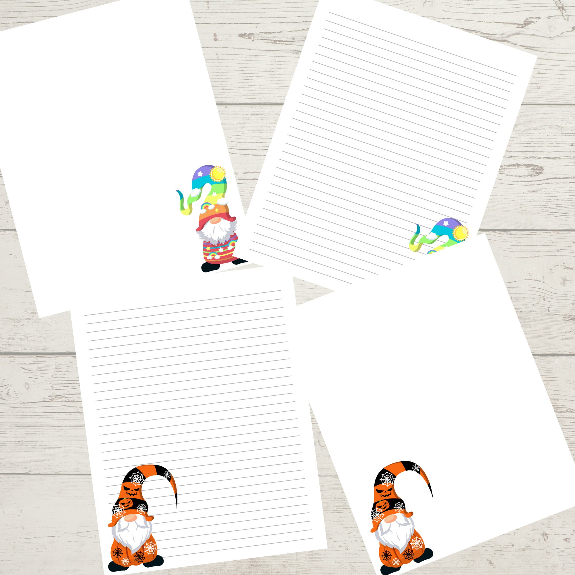 Gnome Stationery, Printable Gnome Stationery, Gnome Notepaper, 8.5 X 11 ...