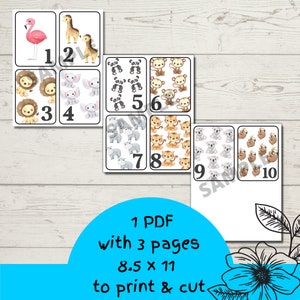 Number Flashcards With Jungle Animals, 1 - 10 Digital Download ...