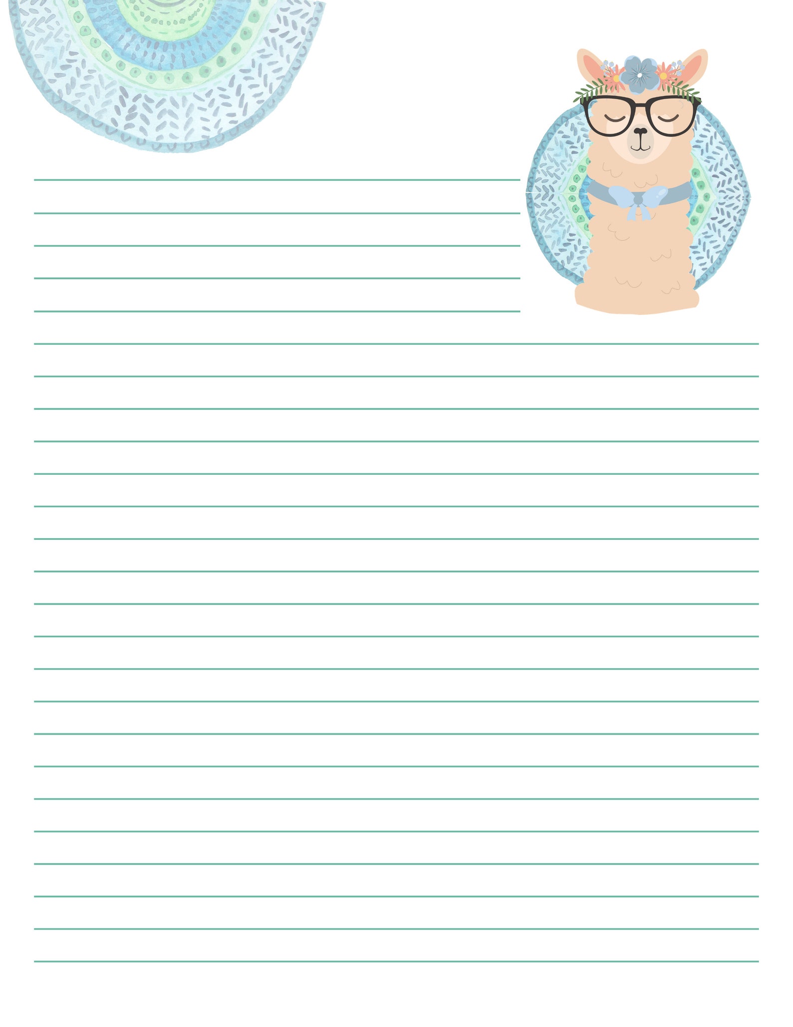 Llama Printable Stationery – Printable Writing Paper – Printable Paper ...