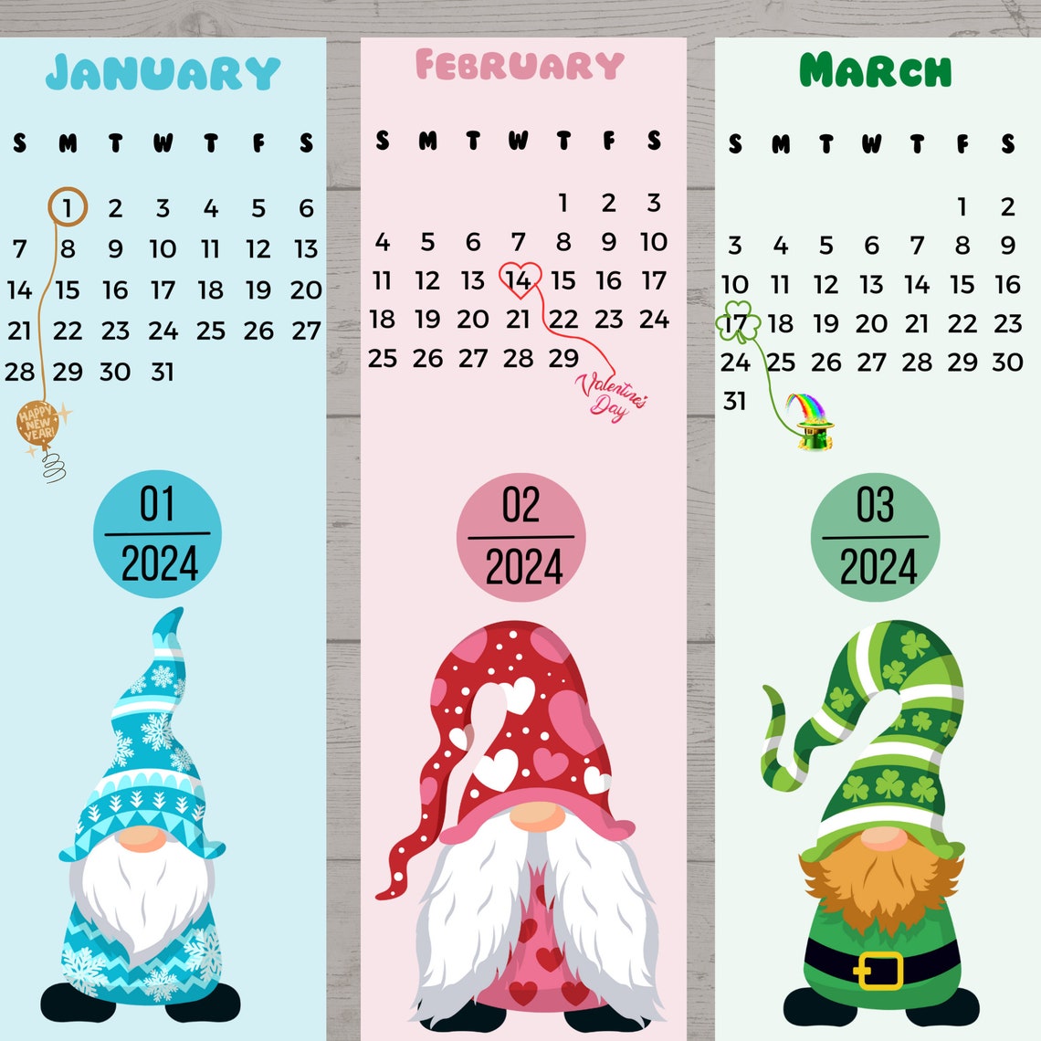 Digital 2024 Mini Desk Calendars, Instant Download, Printable, Dog in a ...