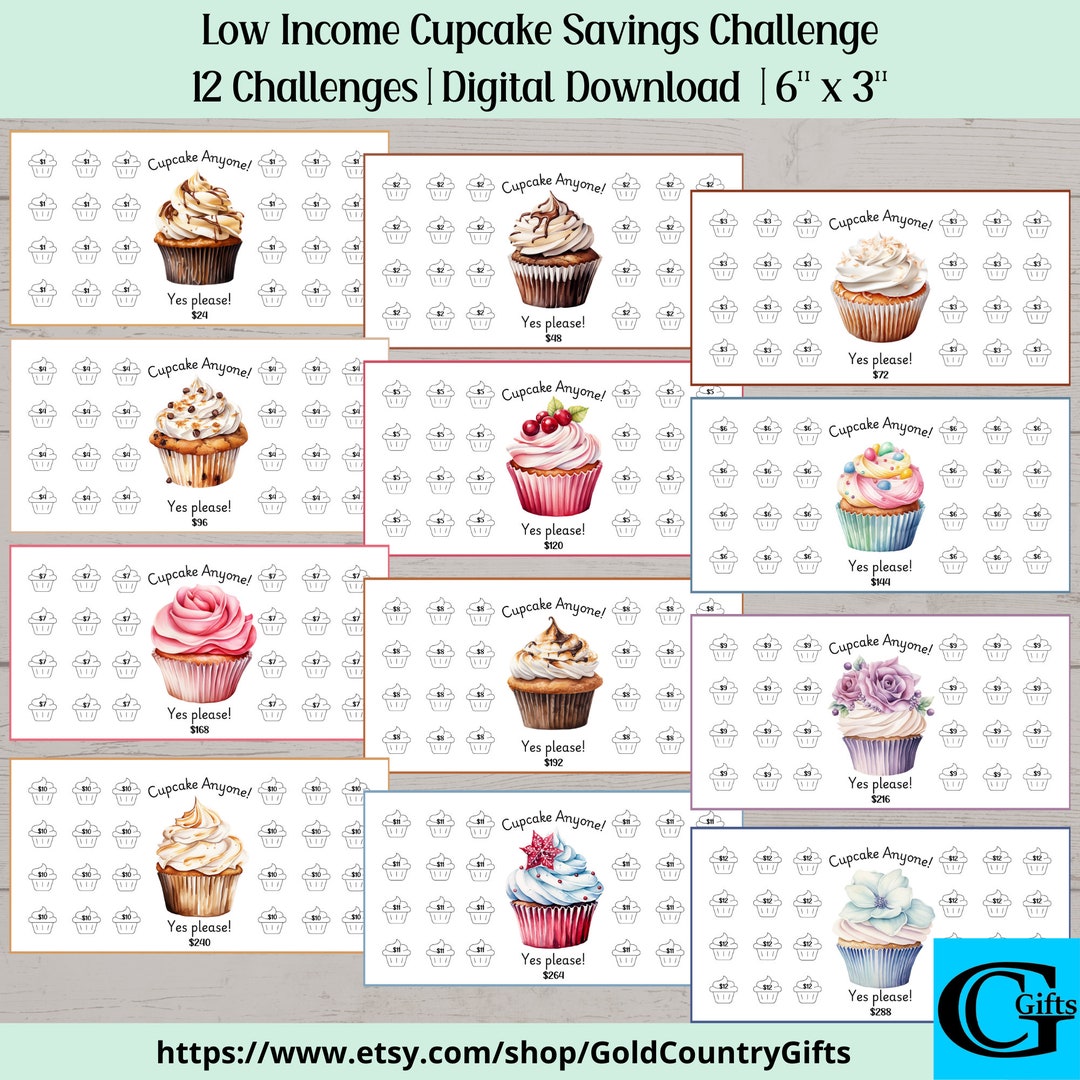 Mini Low Income Savings Challenge Printable, Cupcake Savings Challenge ...