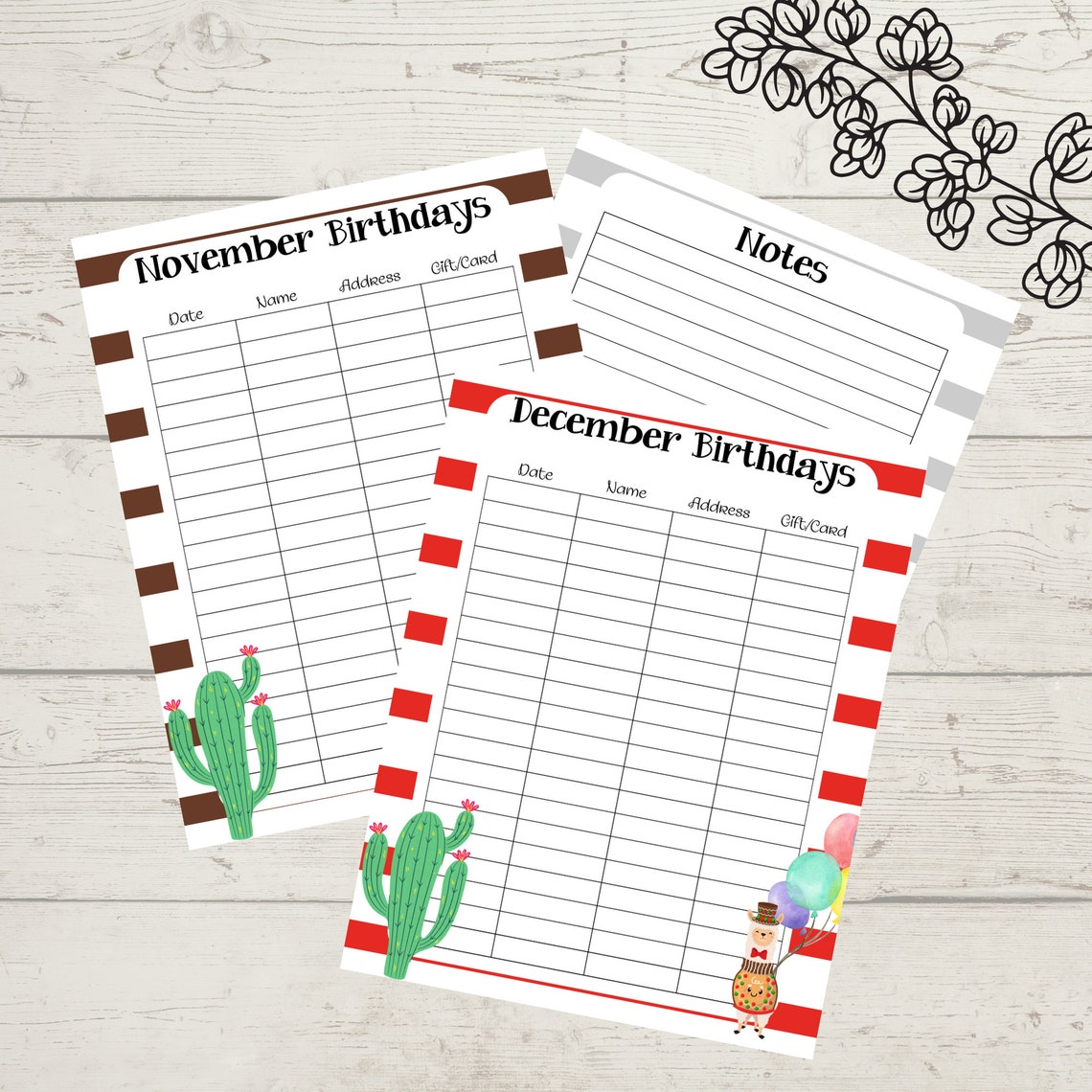 Printable Birthday Tracker, Birthday Planner, Birthday Reminder ...