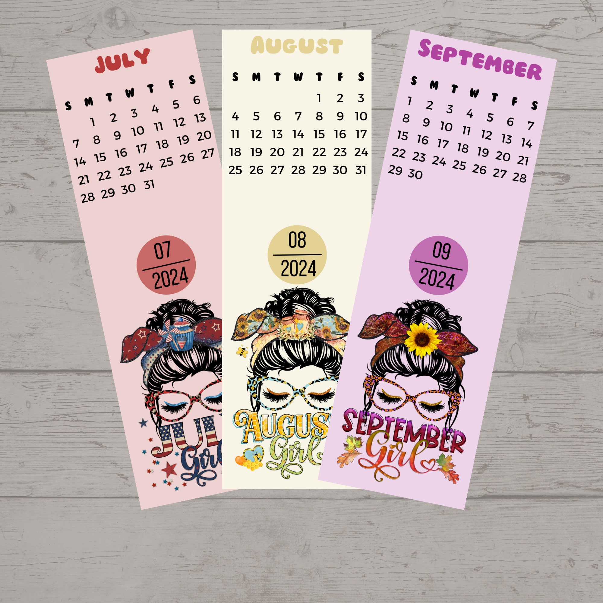 Digital 2024 Mini Desk Calendars, Instant Download, Printable, Messy ...