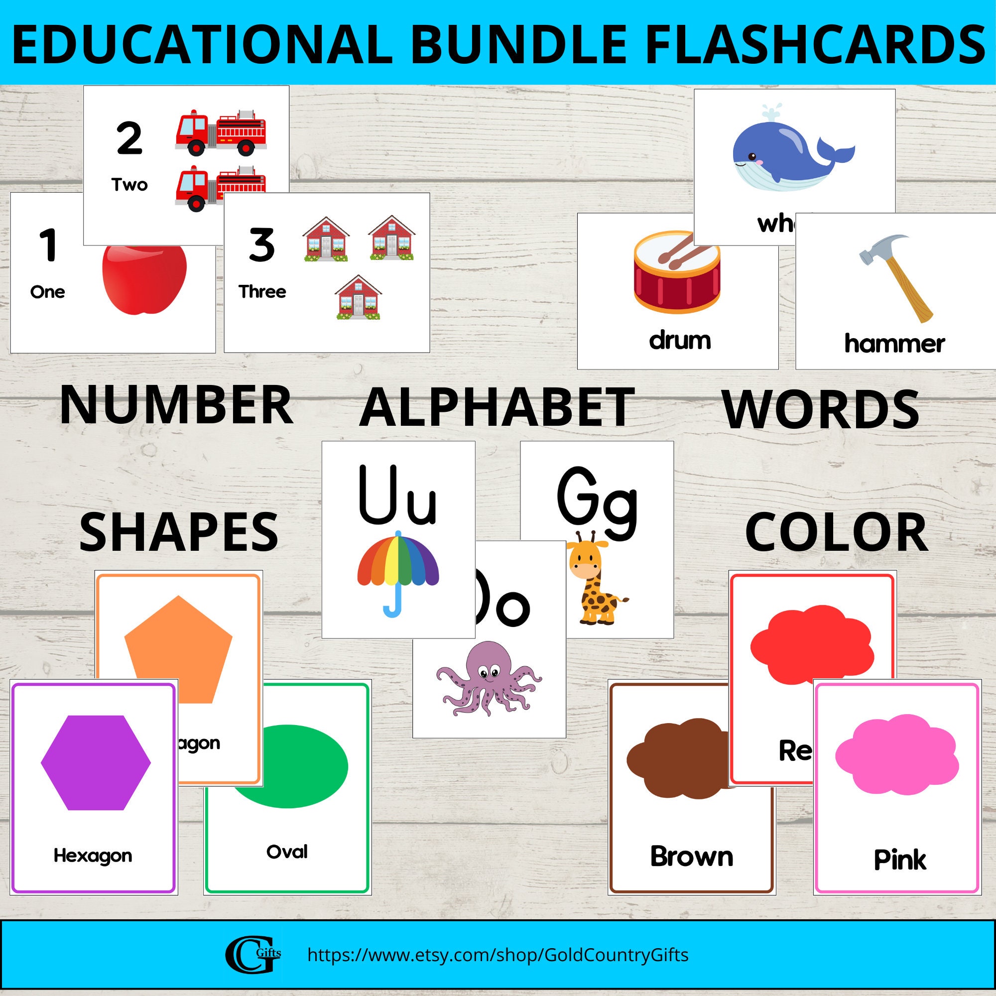 Printable Flashcard Bundle Preschool Educational Learning Materials ...