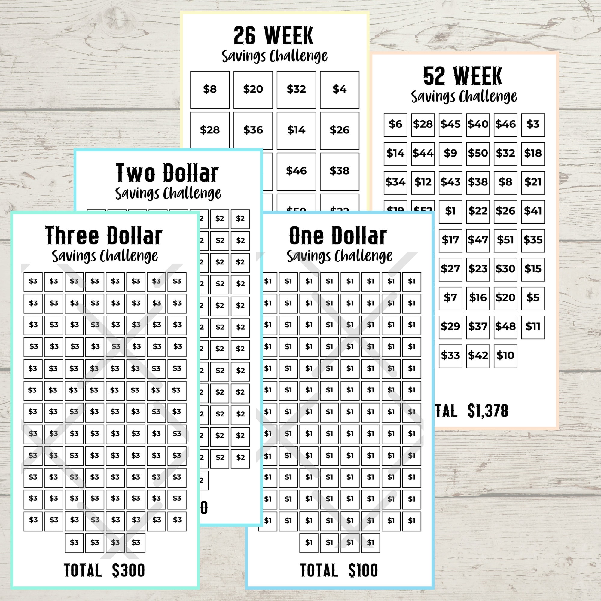 Savings Challenge Printable Bundle, Savings Challenge Bundle, A6 Sized ...