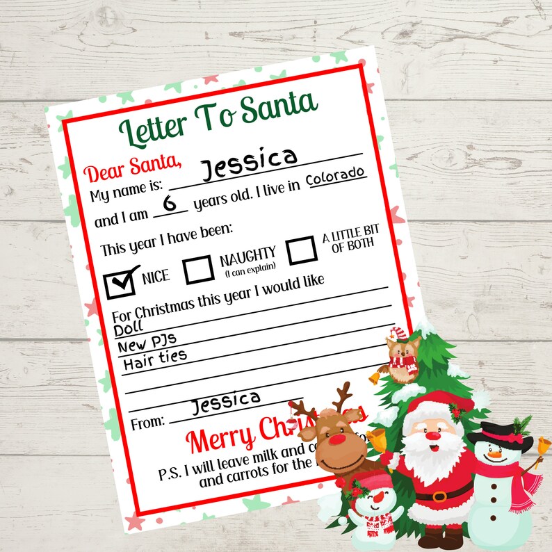 Printable Letter to Santa, Kids Letter to Santa, Santa Letter ...