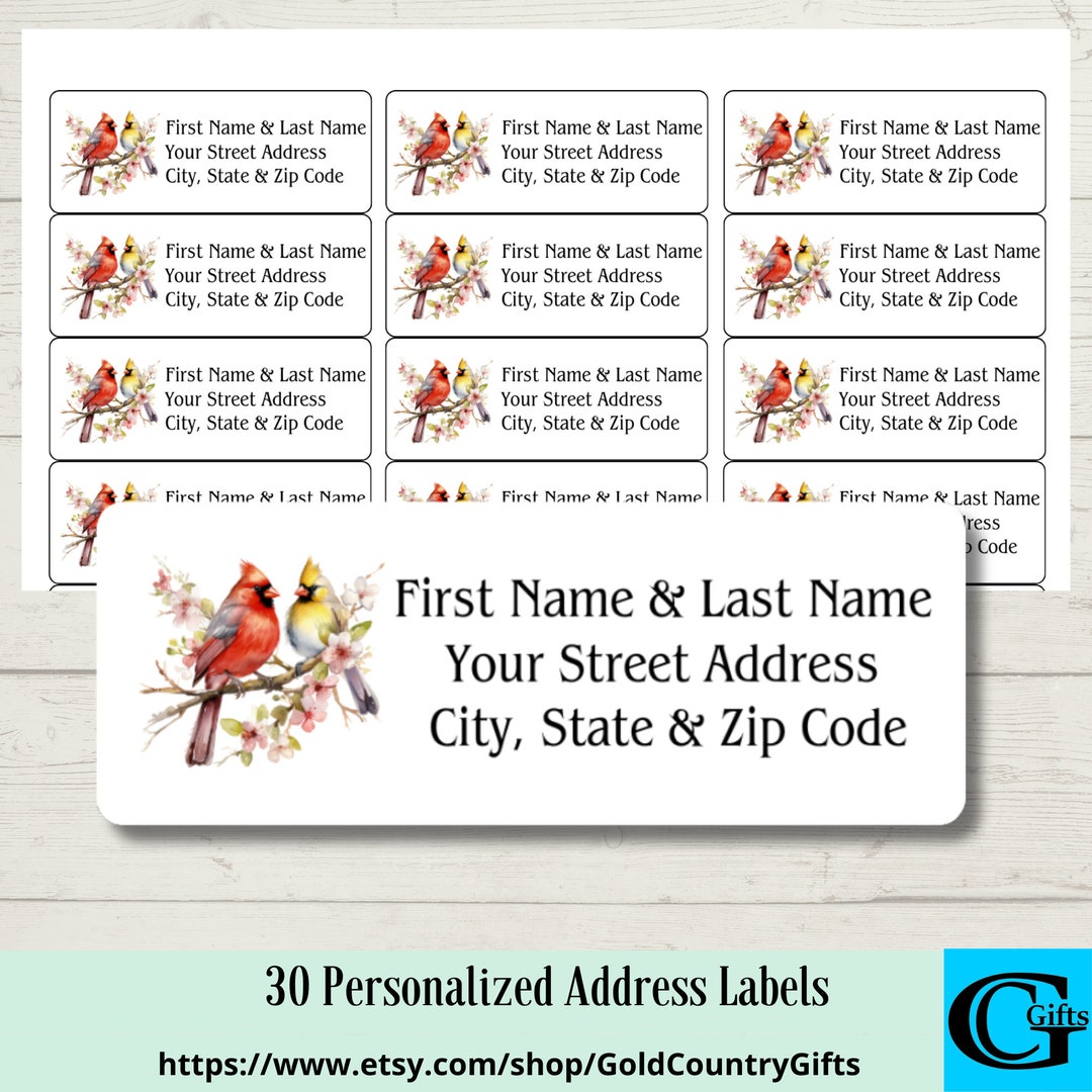 Personalized Address Labels, Cardinals Return Address Labels, Custom ...