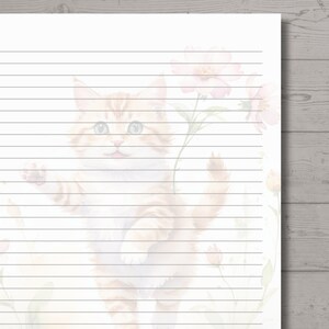 Printable Cat Stationery, Cat Notepaper, 8.5 X 11 Inch Lined and Blank ...