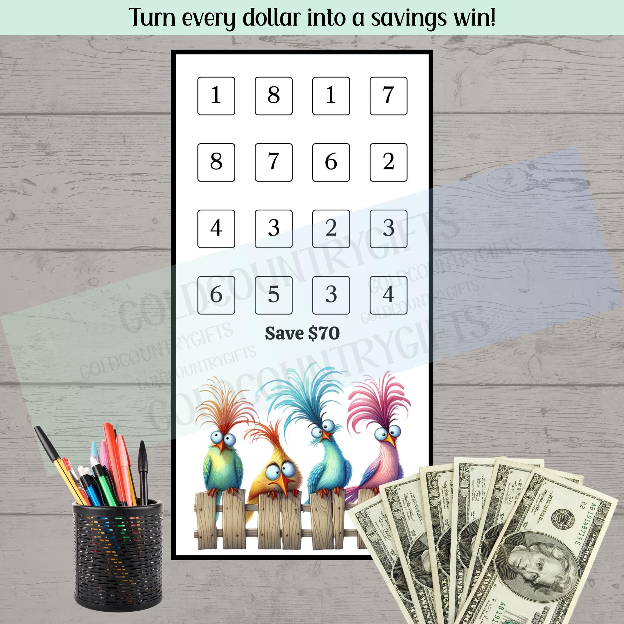 Happy Birdies Savings Challenge, Cute Budget Printable, Cute Money ...