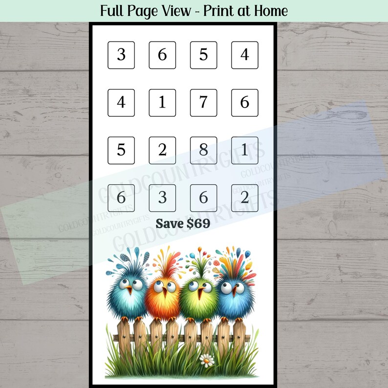 Happy Birdies Savings Challenge, Cute Budget Printable, Cute Money ...