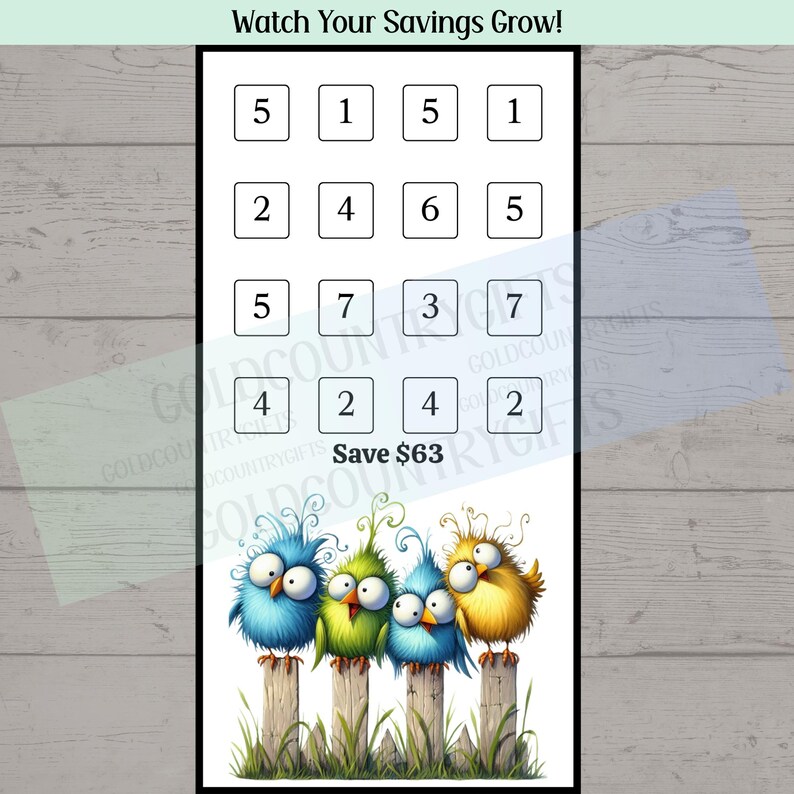 Happy Birdies Savings Challenge, Cute Budget Printable, Cute Money ...