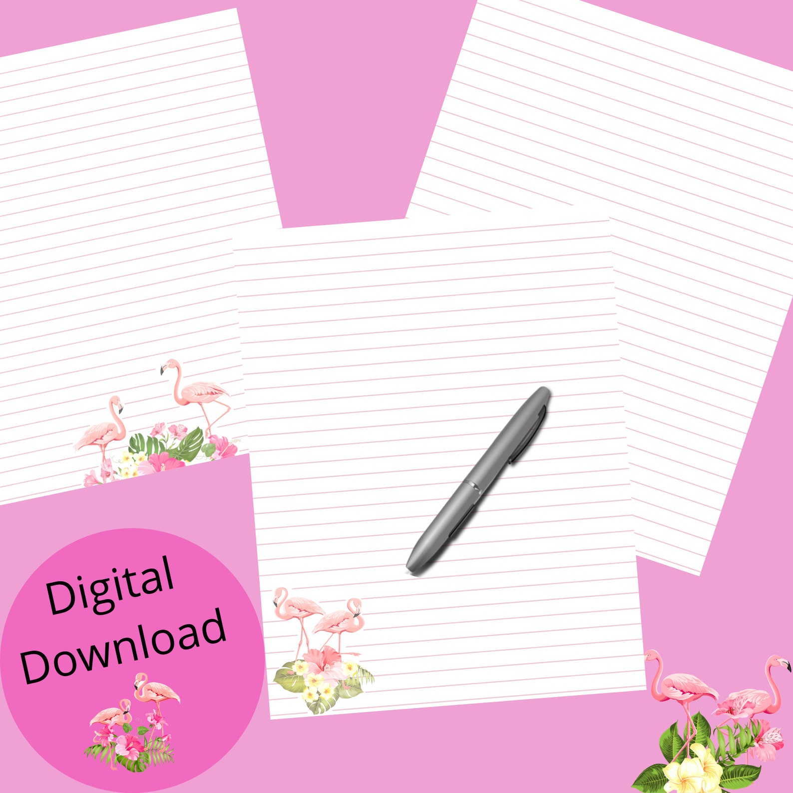 Flamingo Printable Stationery Printable Writing Paper Printable Paper ...