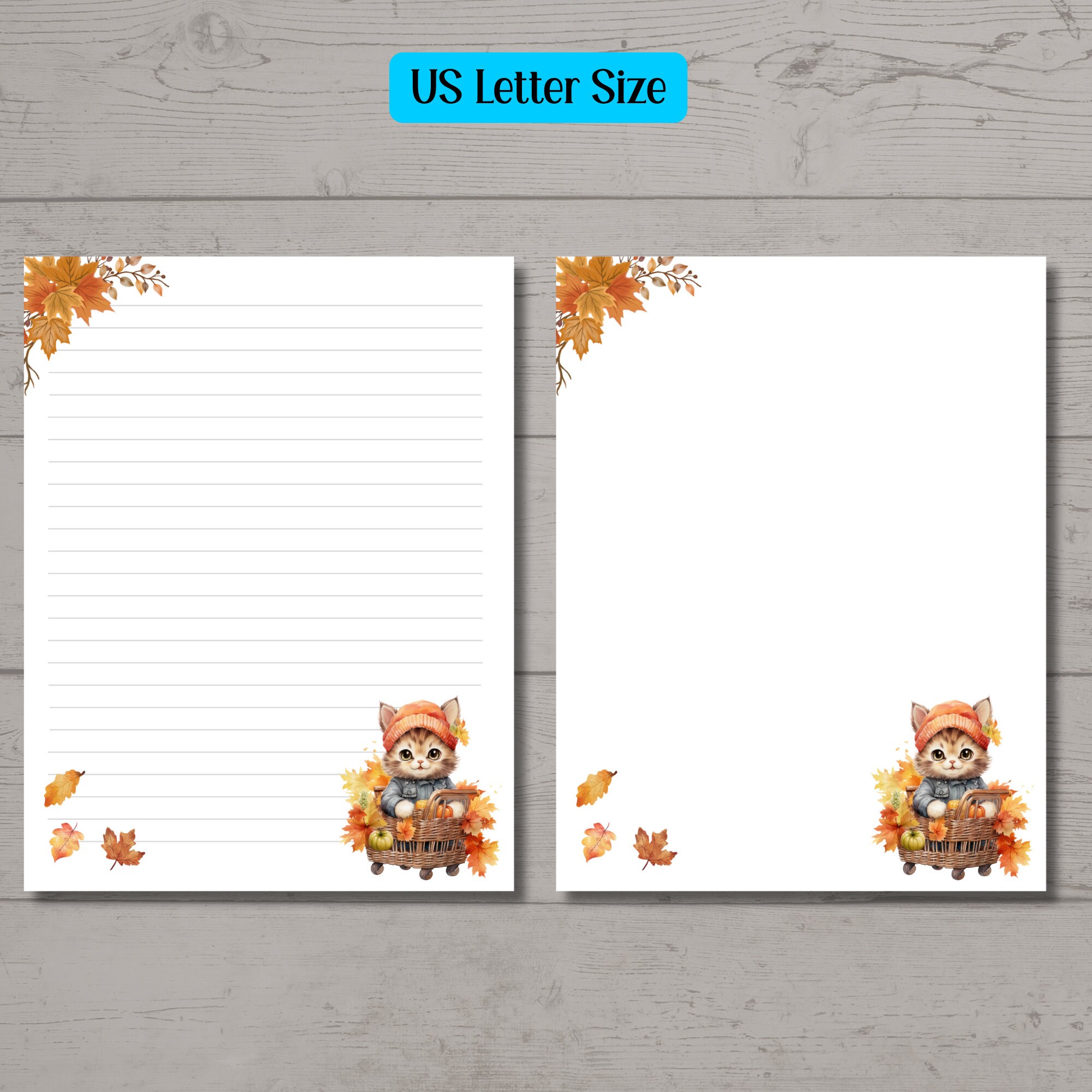 Printable Autumn Stationery Lined Paper, Printable Writing Paper With ...