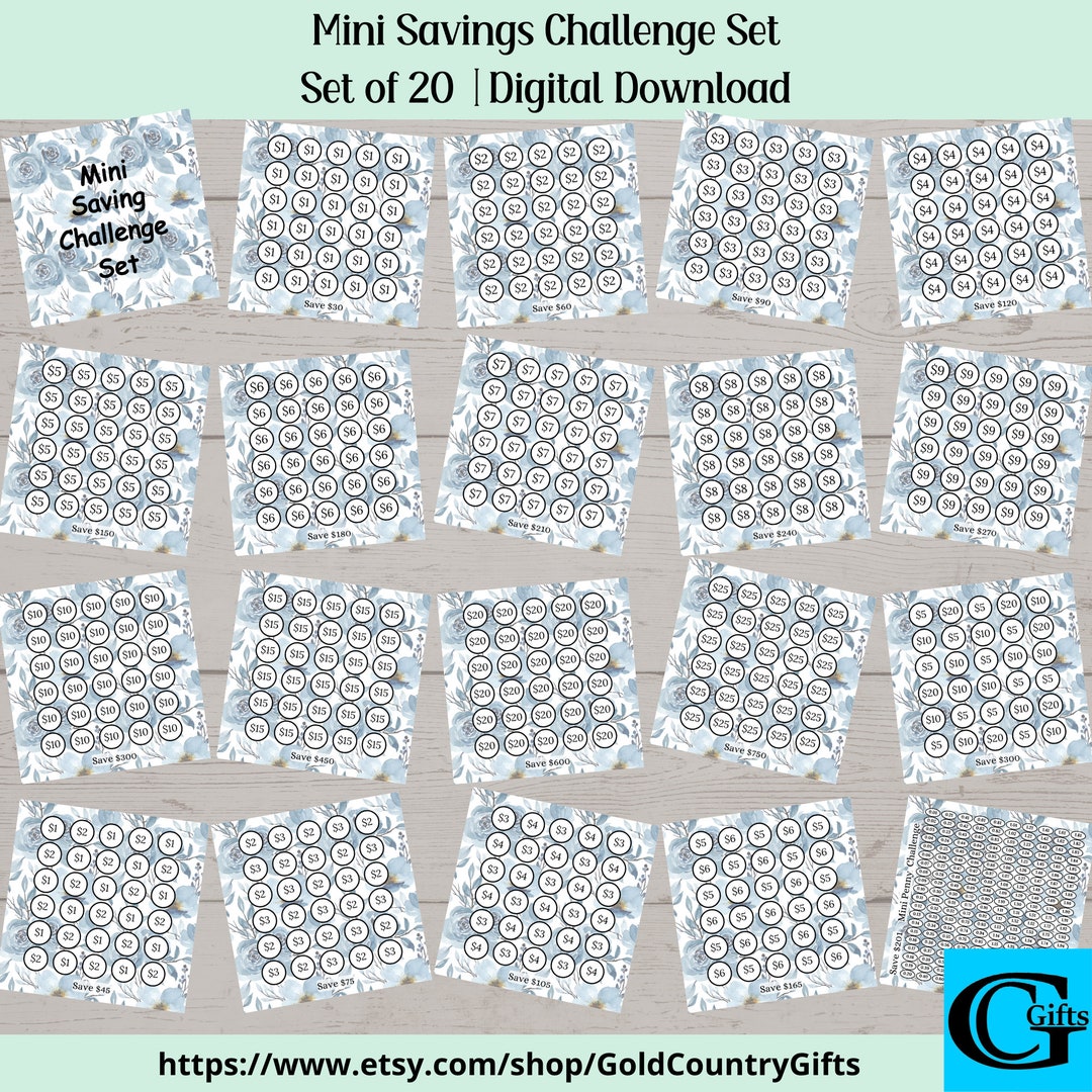 Mini Saving Challenge Set, Savings Challenge Printable, Savings Tracker ...