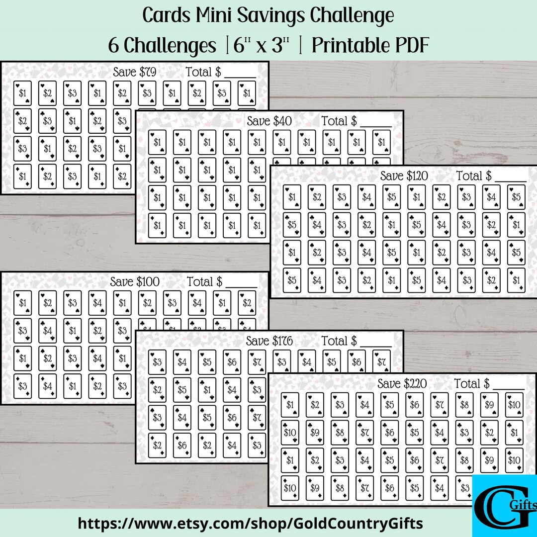 Cards Mini Savings Challenge Printable, Savings Challenge, Cash Budget ...