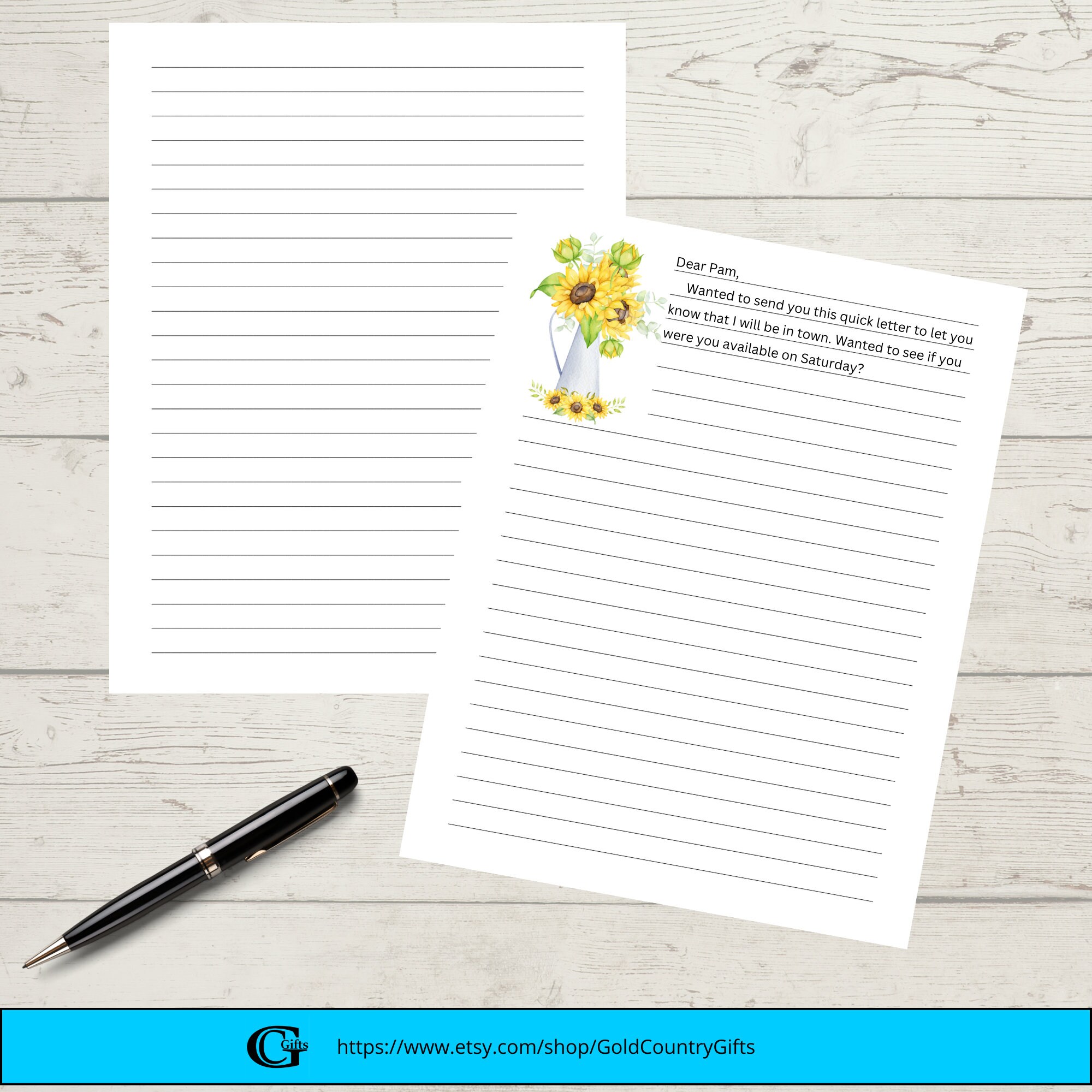 Sunflower Stationery, Printable Sunflower Stationery, Sunflower ...
