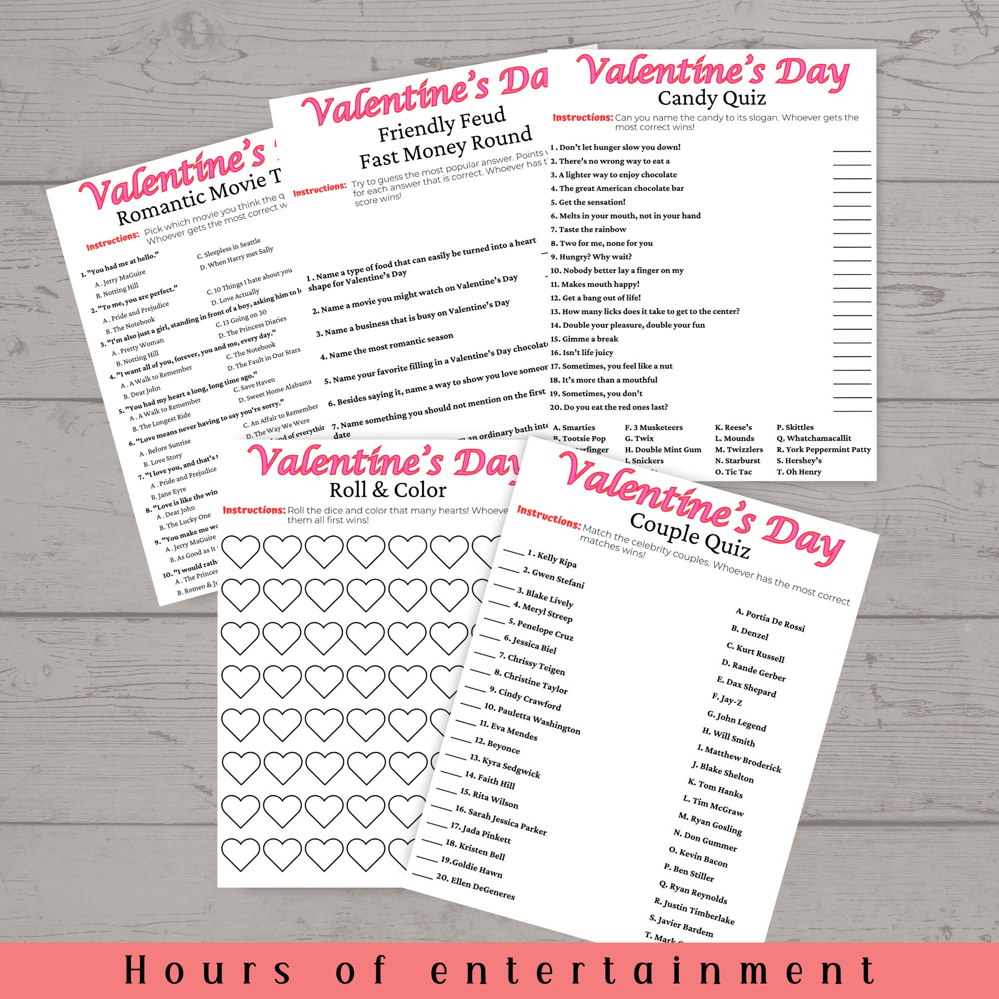 Valentine's Day Printable Games, Valentine's Game Bundle, Valentine's ...