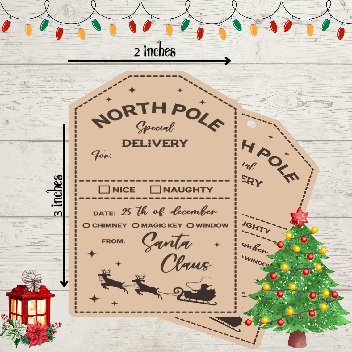 North Pole Printable Gift Tags Instant Download Personalized - Etsy