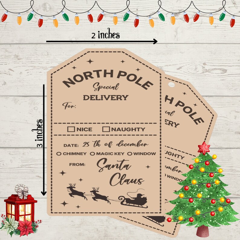 North Pole Christmas Gift Tags, Santa Design (digital Download) - Etsy