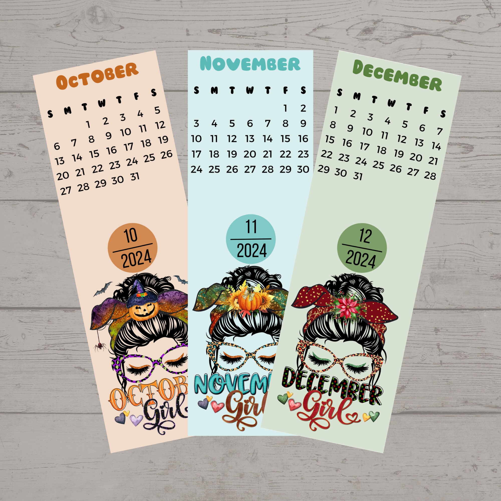 Digital 2024 Mini Desk Calendars, Instant Download, Printable, Messy ...
