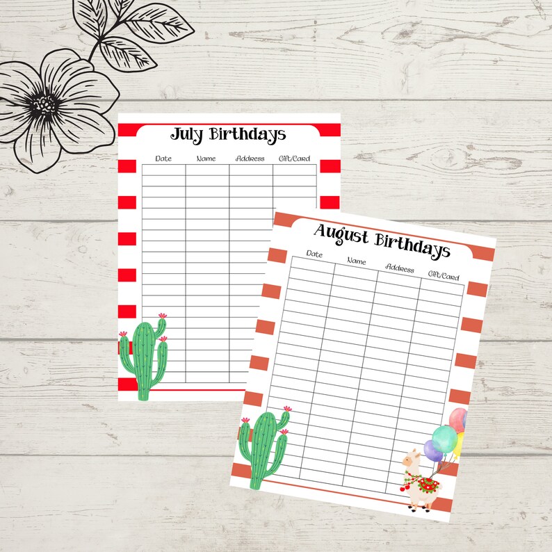 Printable Birthday Tracker, Birthday Planner, Birthday Reminder ...