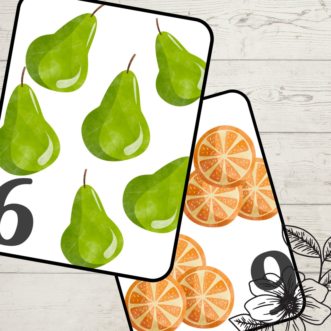 Number Flashcards With Fruit, 1 10 Digital Download, Homeschool ...