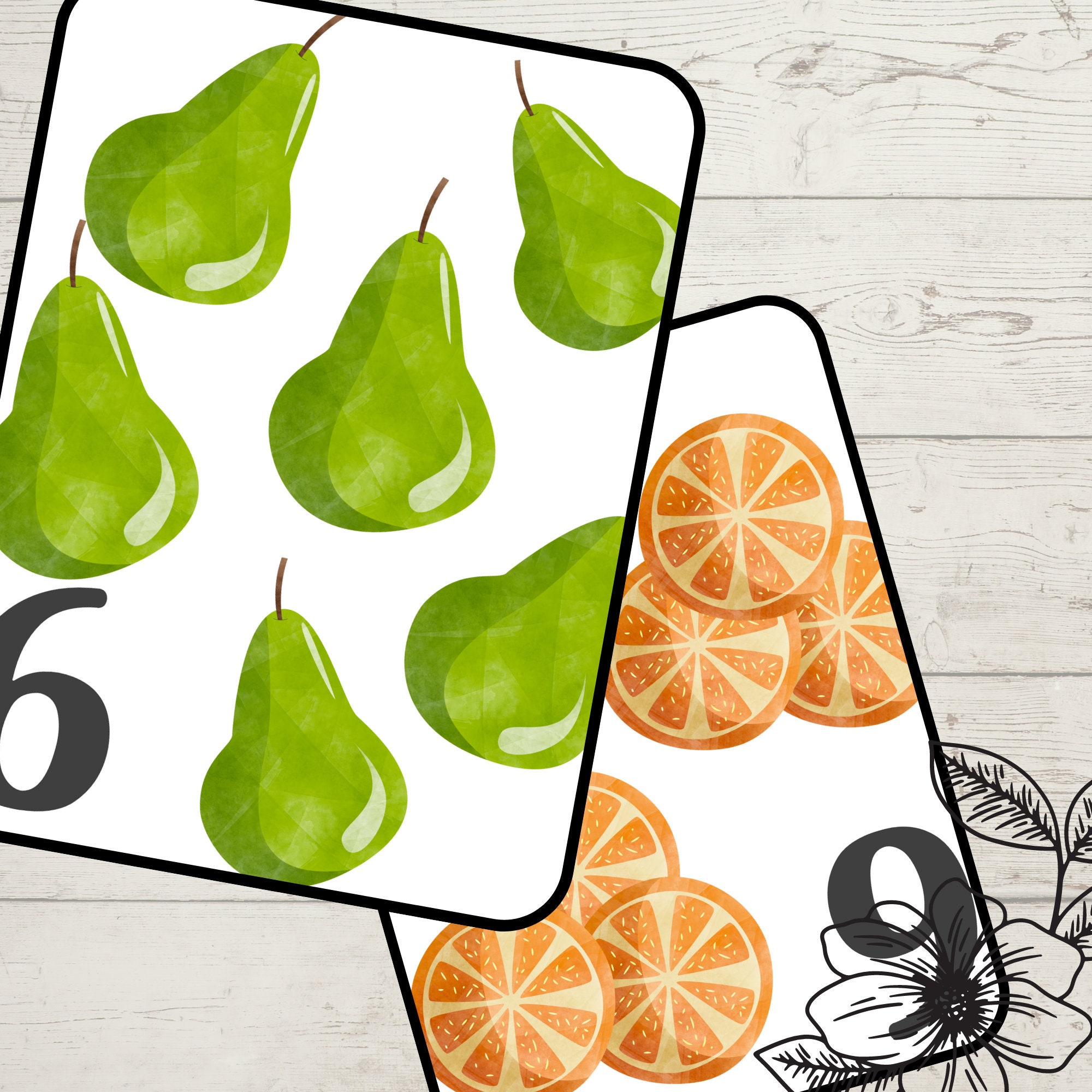 Number Flashcards With Fruit, 1 10 Digital Download, Homeschool ...