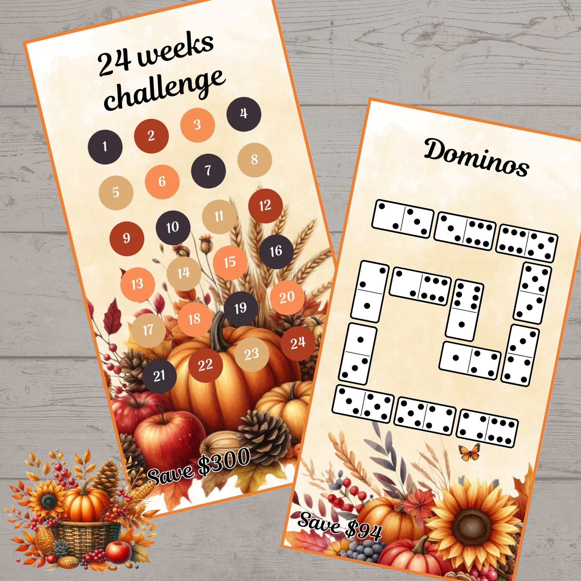 Fall Savings Challenge and Cash Envelope Printable, Savings Challenge ...