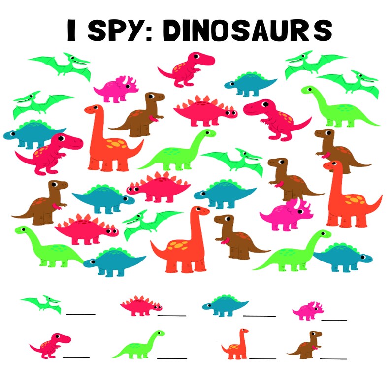 Printable Dinosaur Activity Sheets Word Search Maze I Spy Birthday ...
