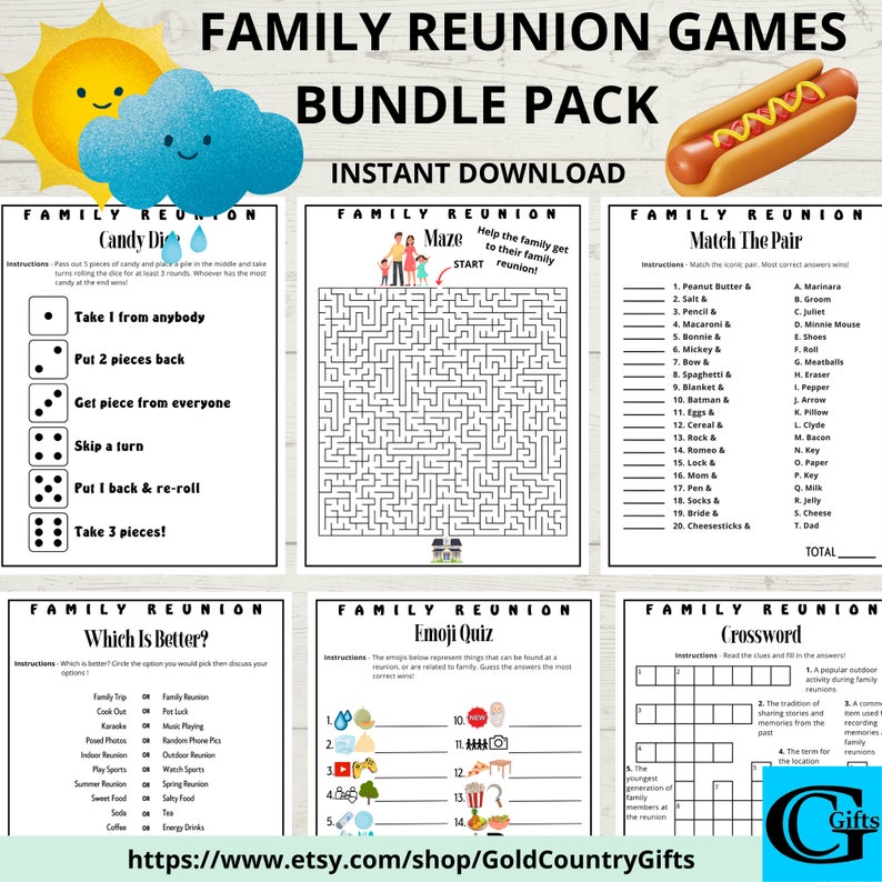 Printable Family Reunion Games Bundle, Family Reunion Party Ideas ...