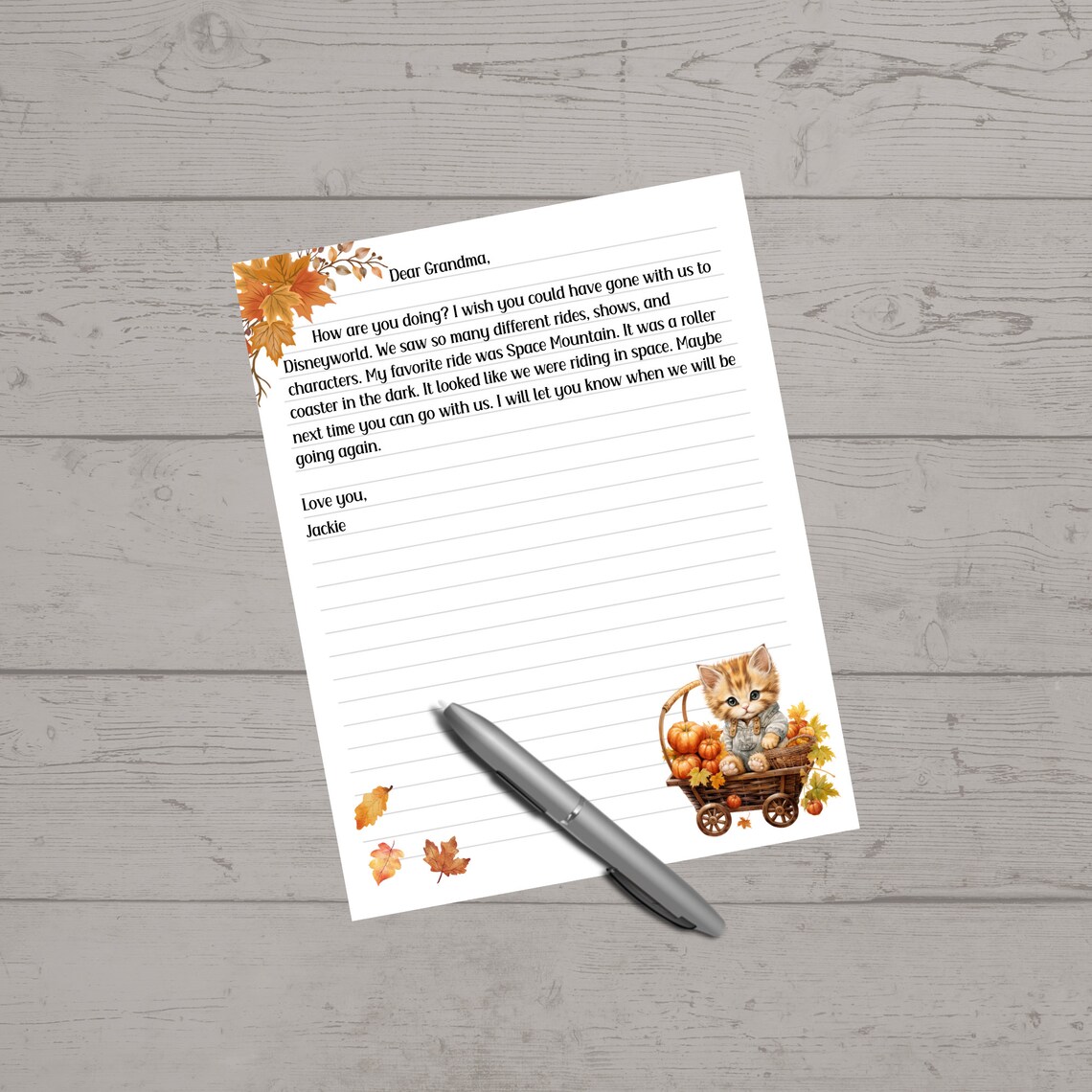 Printable Autumn Stationery Lined Paper, Printable Writing Paper With ...