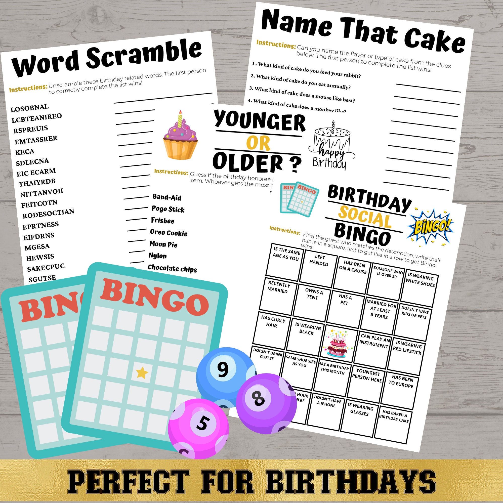 Printable Birthday Party Games, Born in 1923 Games, 20 Game Bundle ...