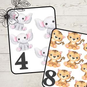 Number Flashcards With Jungle Animals, 1 - 10 Digital Download ...