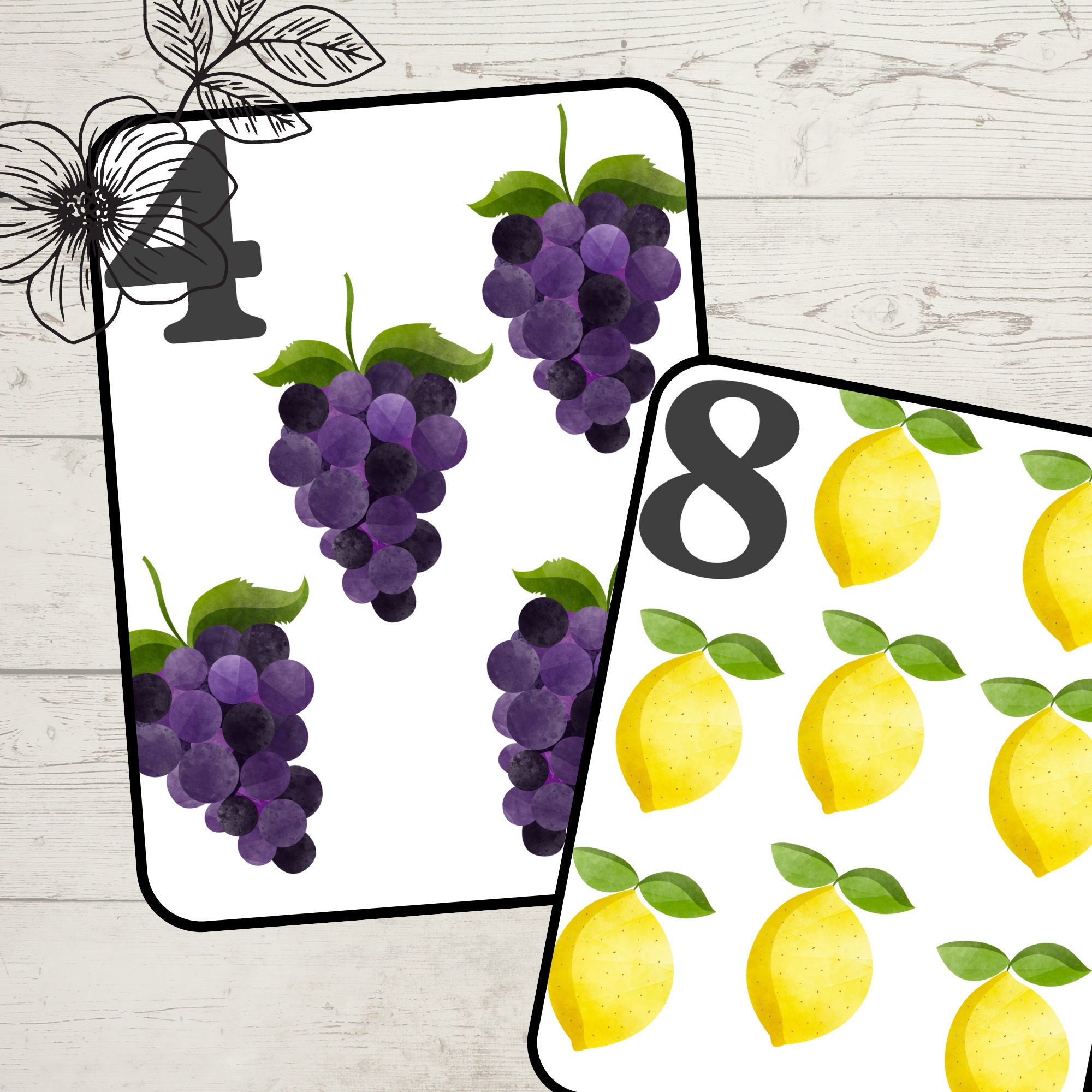 Number Flashcards With Fruit, 1 10 Digital Download, Homeschool ...