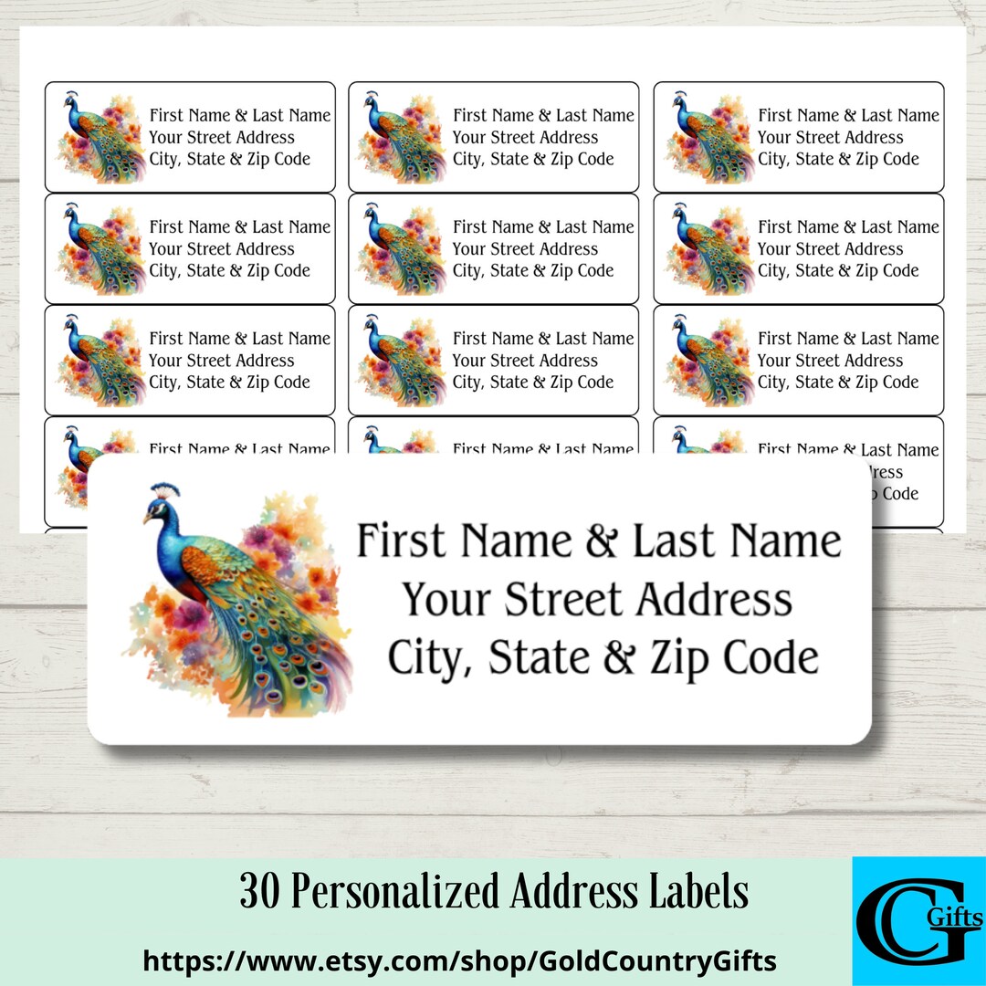 Personalized Address Labels, Peacock Return Address Labels, Custom ...