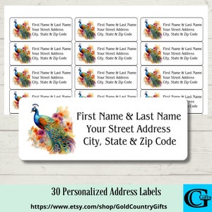 Personalized Address Labels, Peacock Return Address Labels, Custom ...
