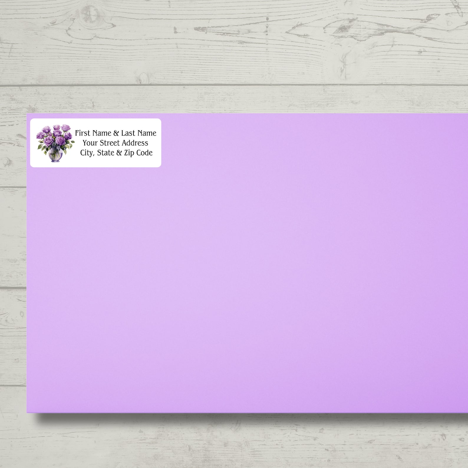 Personalized Address Labels, Purple Rose Return Address Labels, Custom ...