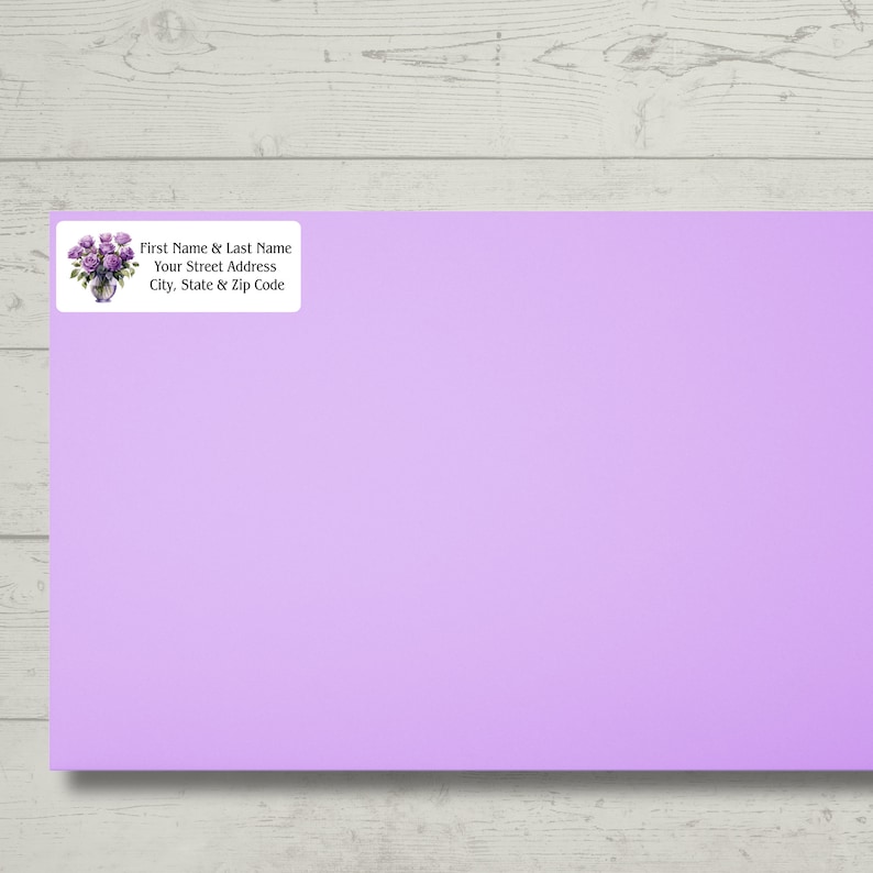 Personalized Address Labels, Purple Rose Return Address Labels, Custom ...