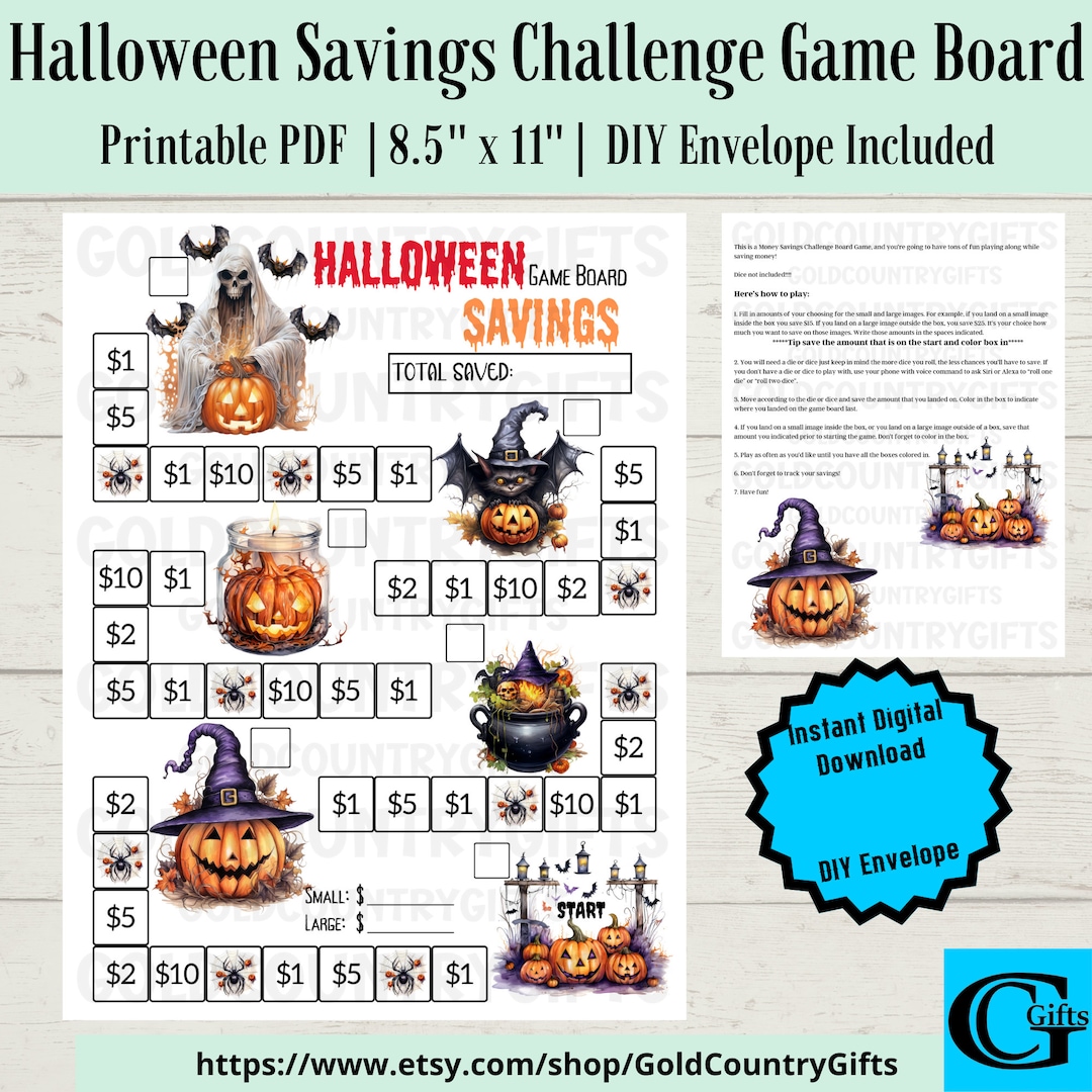 Printable Halloween Savings Challenge Board Game & Cash Envelope ...