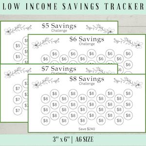Printable Low Income Savings Challenge, Savings Tracker, Cash Envelopes ...