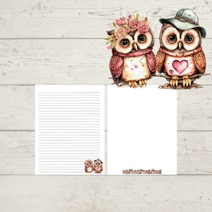 Cute Owl Stationery Set, Printable Lined Notepaper (digital Download ...