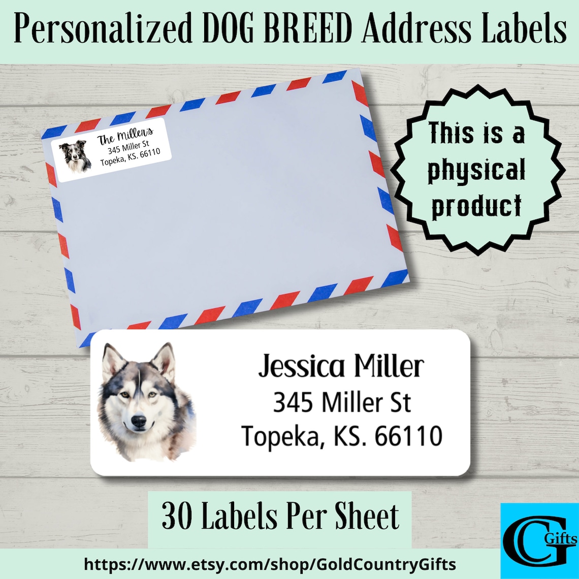 Dog Breed Return Address Labels, Custom Address Labels, Personalized ...