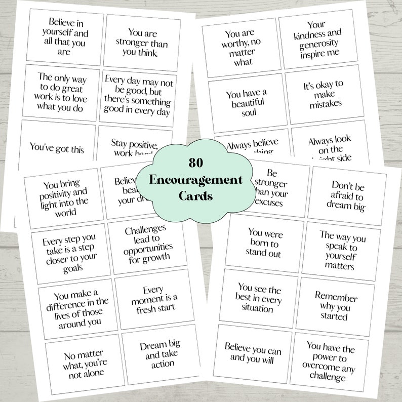 Printable Positive Affirmation Cards, Gratitude Cards, Notes of ...