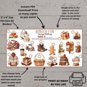 Winter Fun Savings Challenge Printable, Money Saving Challenge, Cash ...
