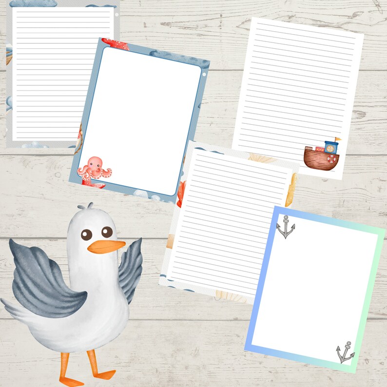 Nautical Stationery, Printable Nautical Stationery, Nautical Notepaper ...