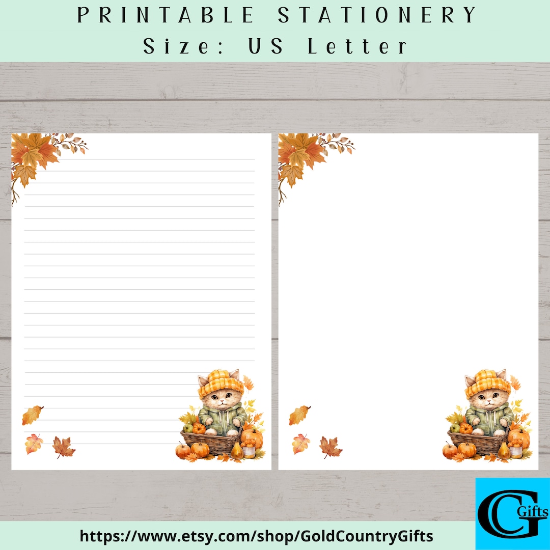 Printable Autumn Stationery Lined Paper, Printable Writing Paper With ...
