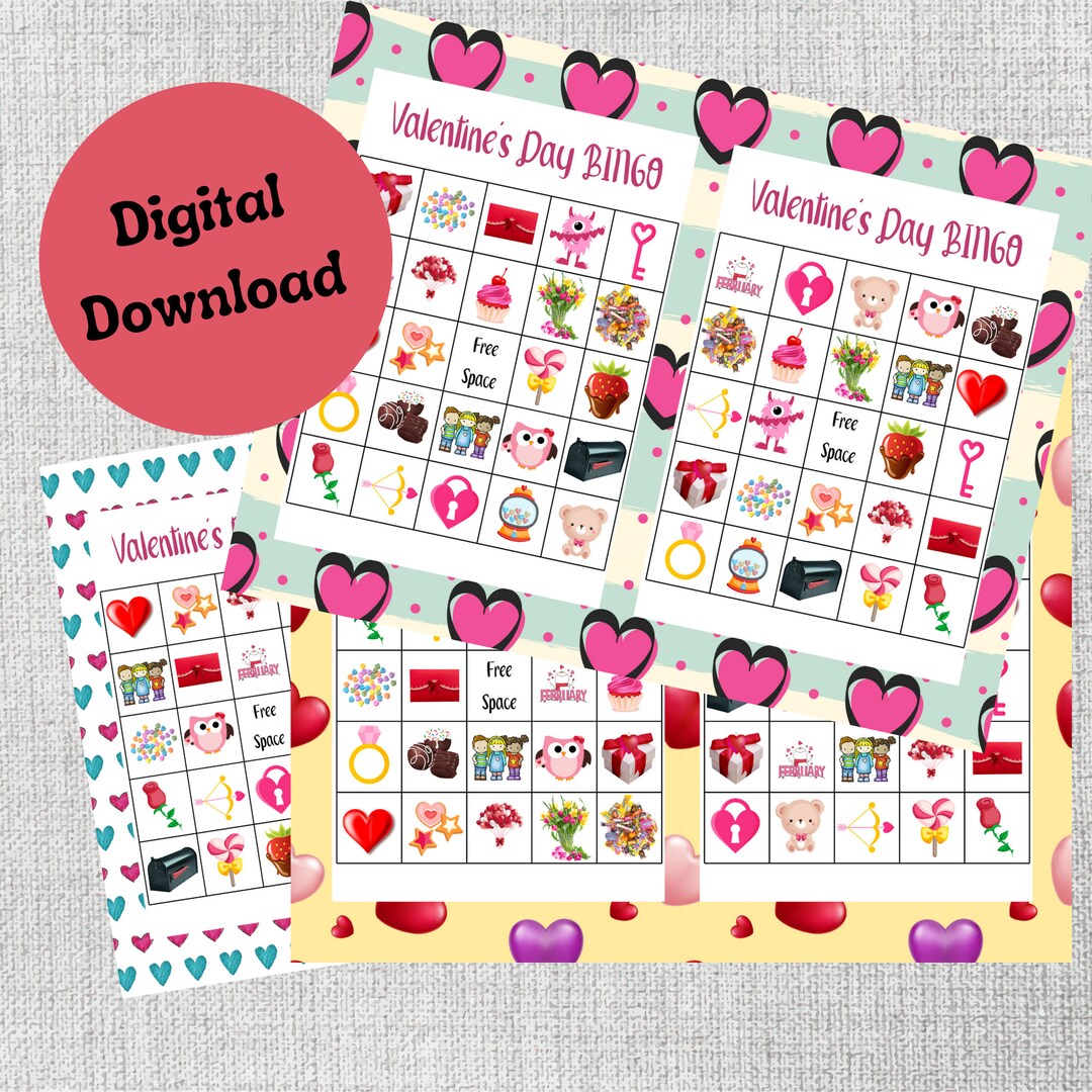 Printable Valentine’s Day Bingo, Valentine Bingo for Kids, Valentine’s ...