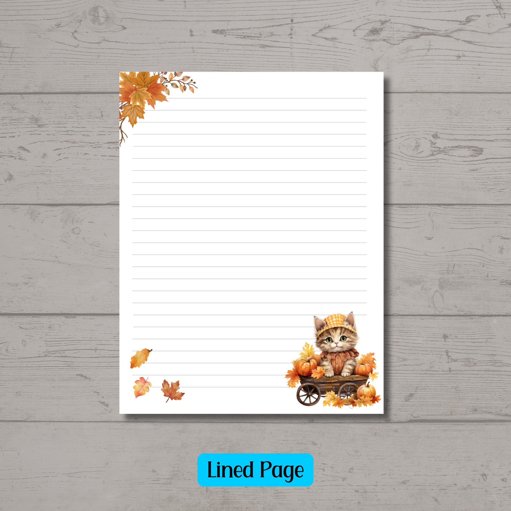 Printable Autumn Stationery Lined Paper, Printable Writing Paper With ...