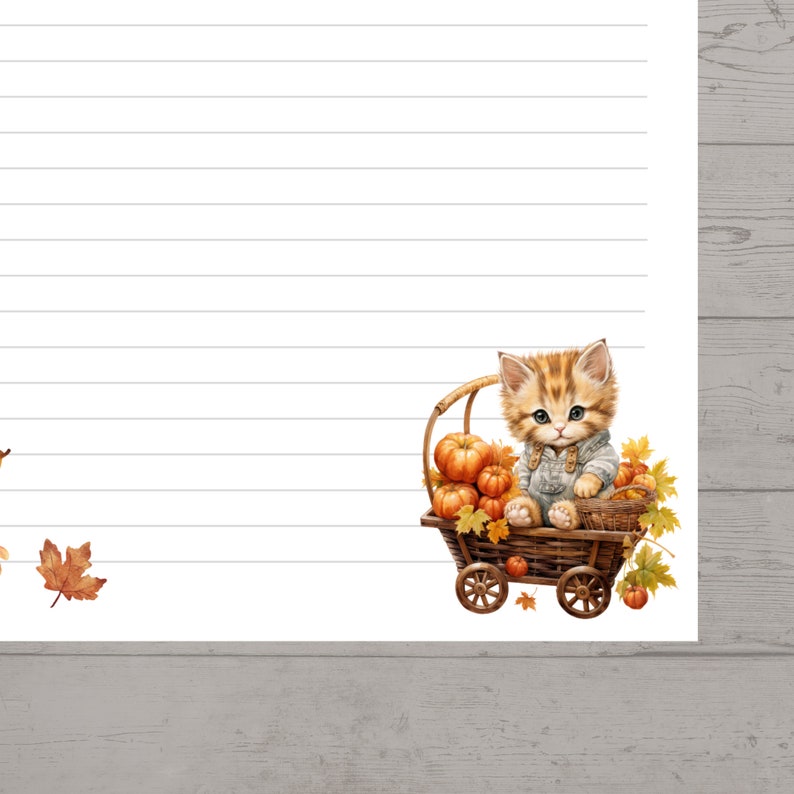 Printable Autumn Stationery Lined Paper, Printable Writing Paper With ...